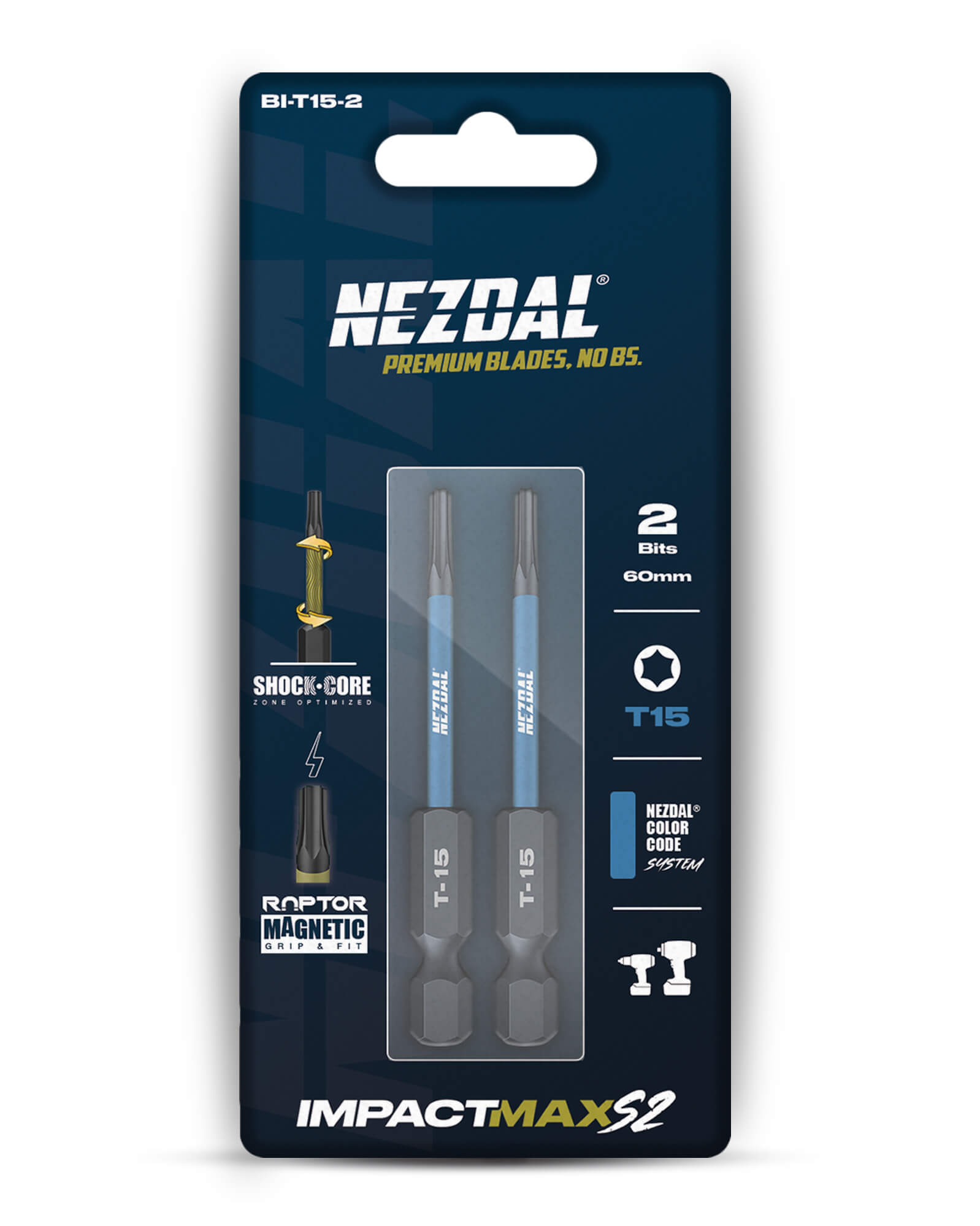 T15 | Bits | 60mm längd | Färgkodade | Exact passform | Magnetisk | Fö