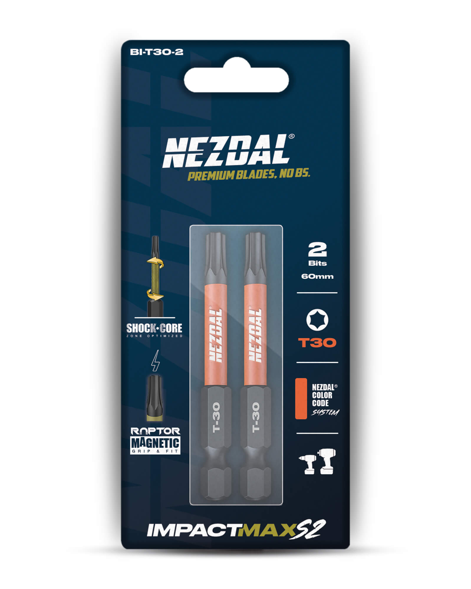 T30 | Bits | 60mm längd | Färgkodade | Exact passform | Magnetisk | Fö